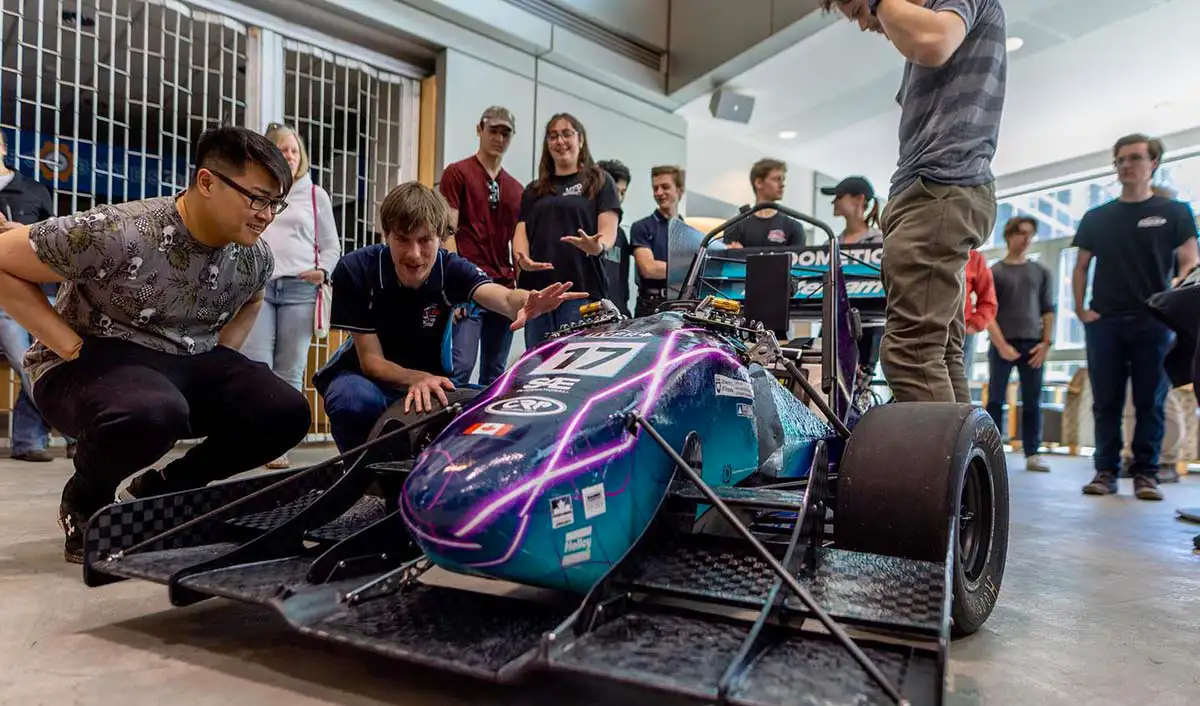 The new UVic Formula Racing team's car with parts in Windform